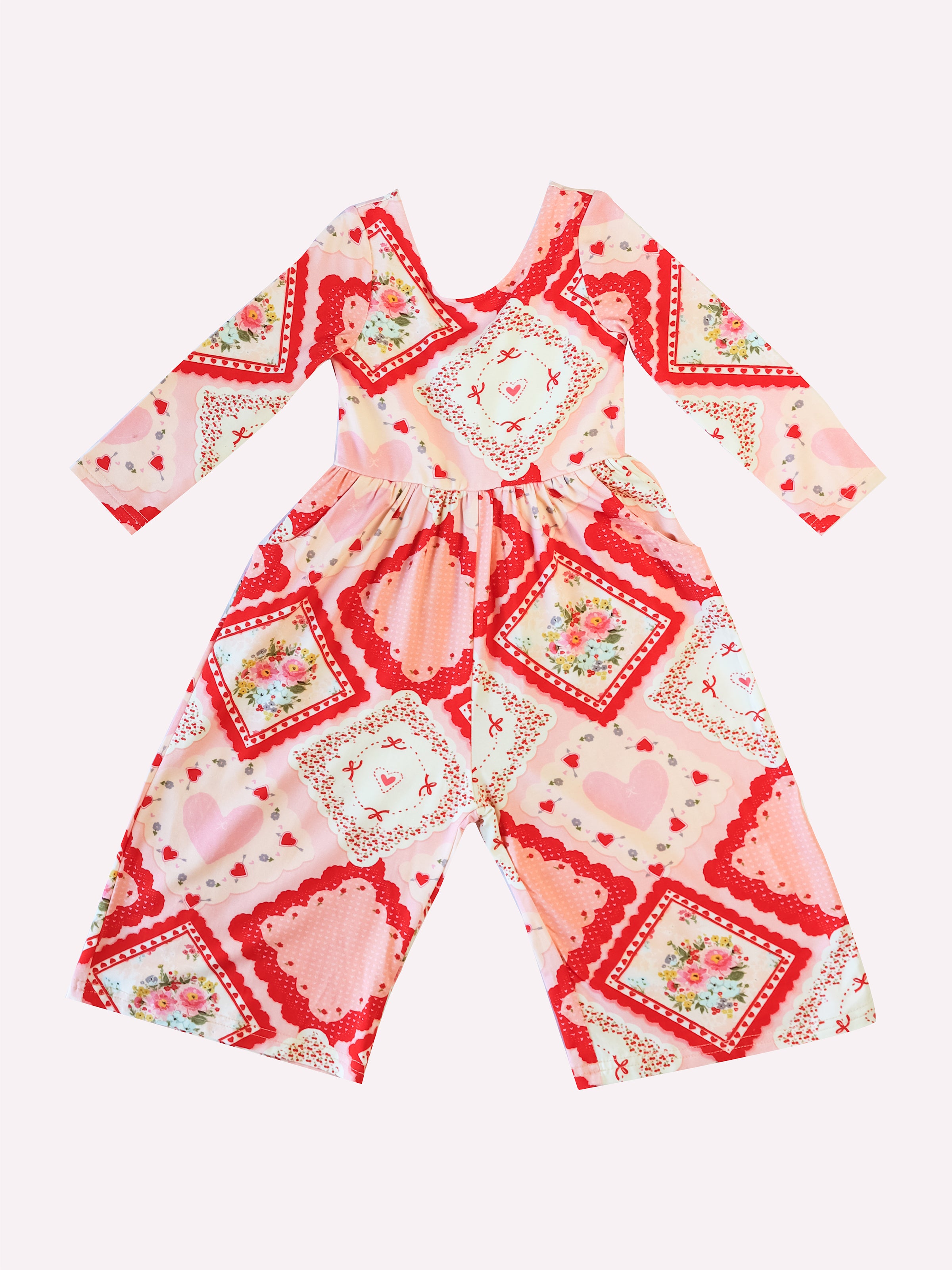 Leggy Romper Valentines Patchwork Sweethoney Clothing