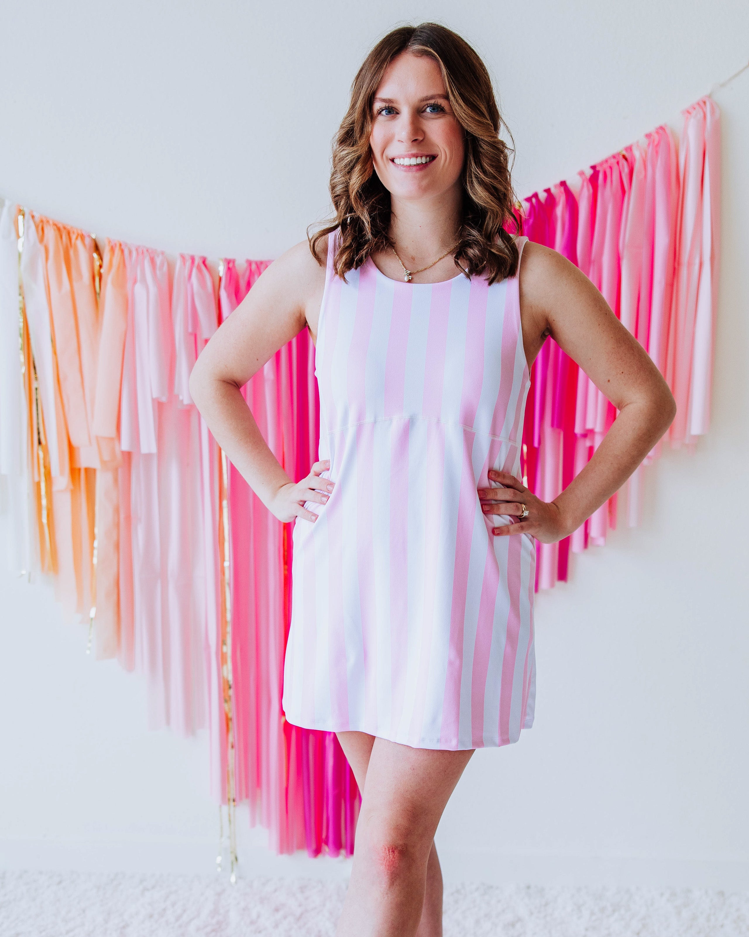 Women's Active Dress - Pink Stripe - SweetHoney Clothing