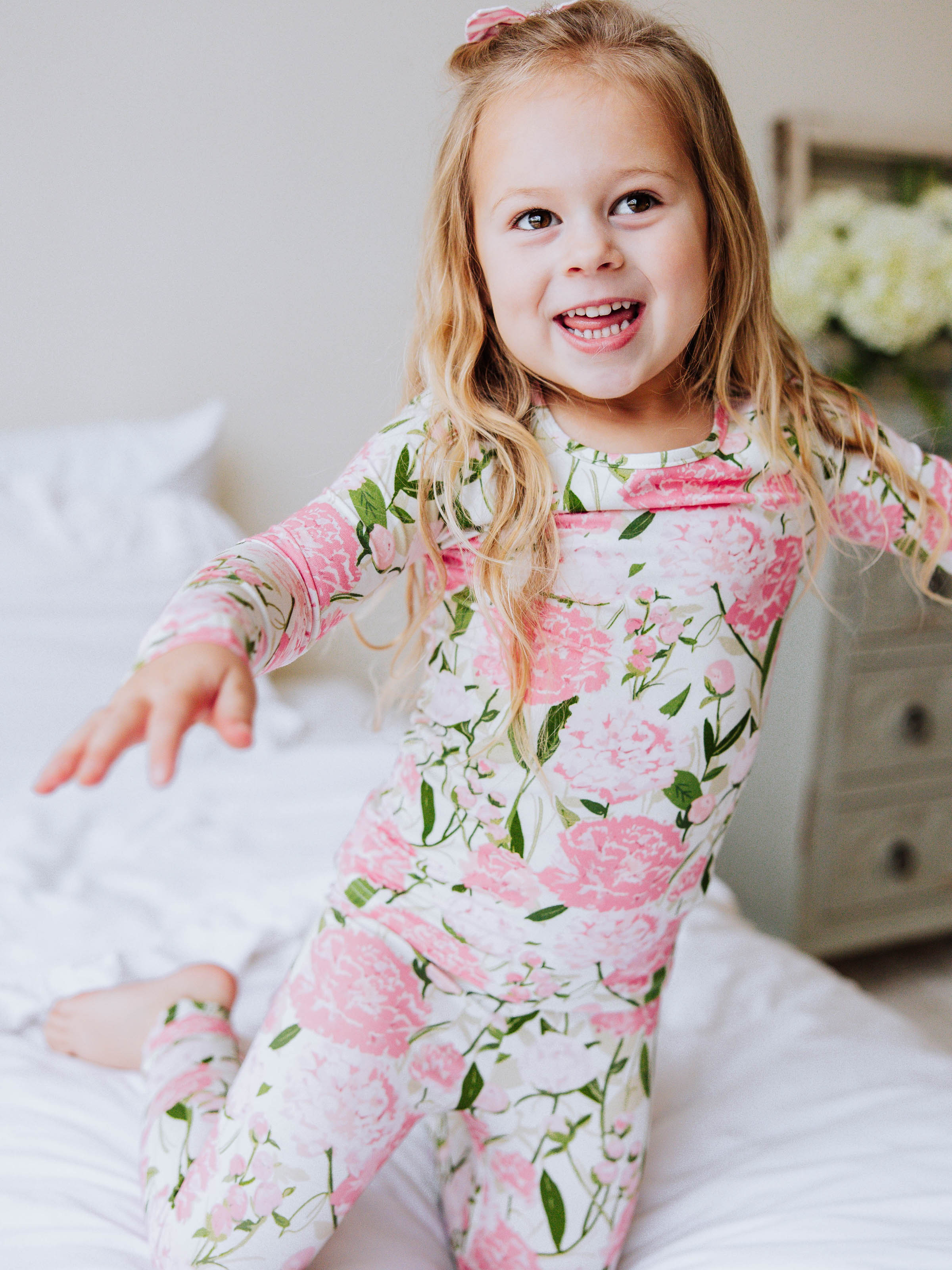 Cloud Fitted Pajamas - Soft Peonies - SweetHoney Clothing