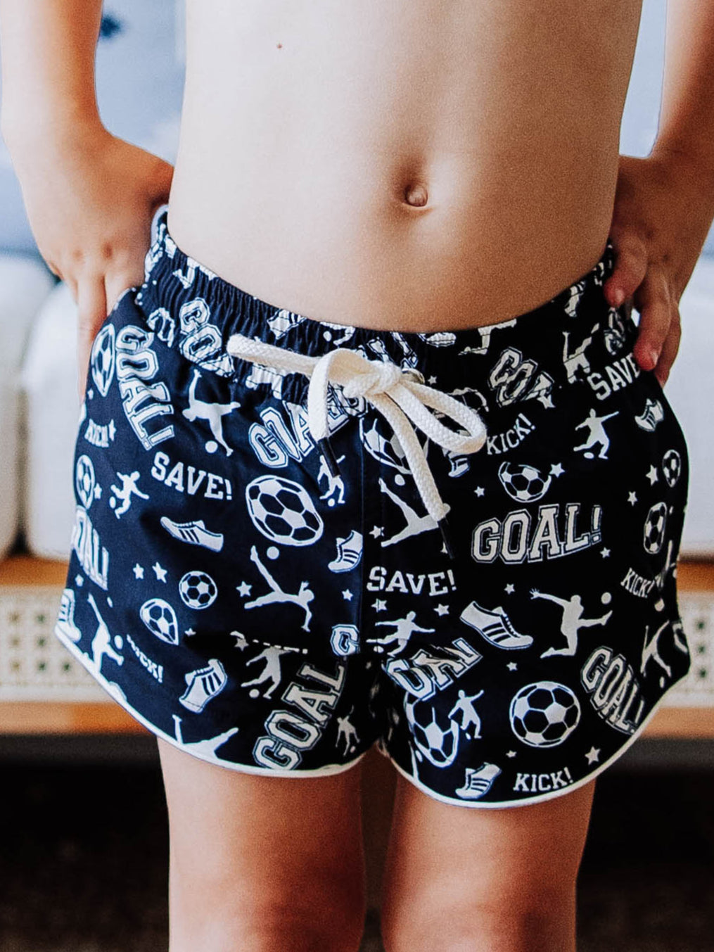 Boy's Swim Trunks - Soccer Kicks - SweetHoney Clothing