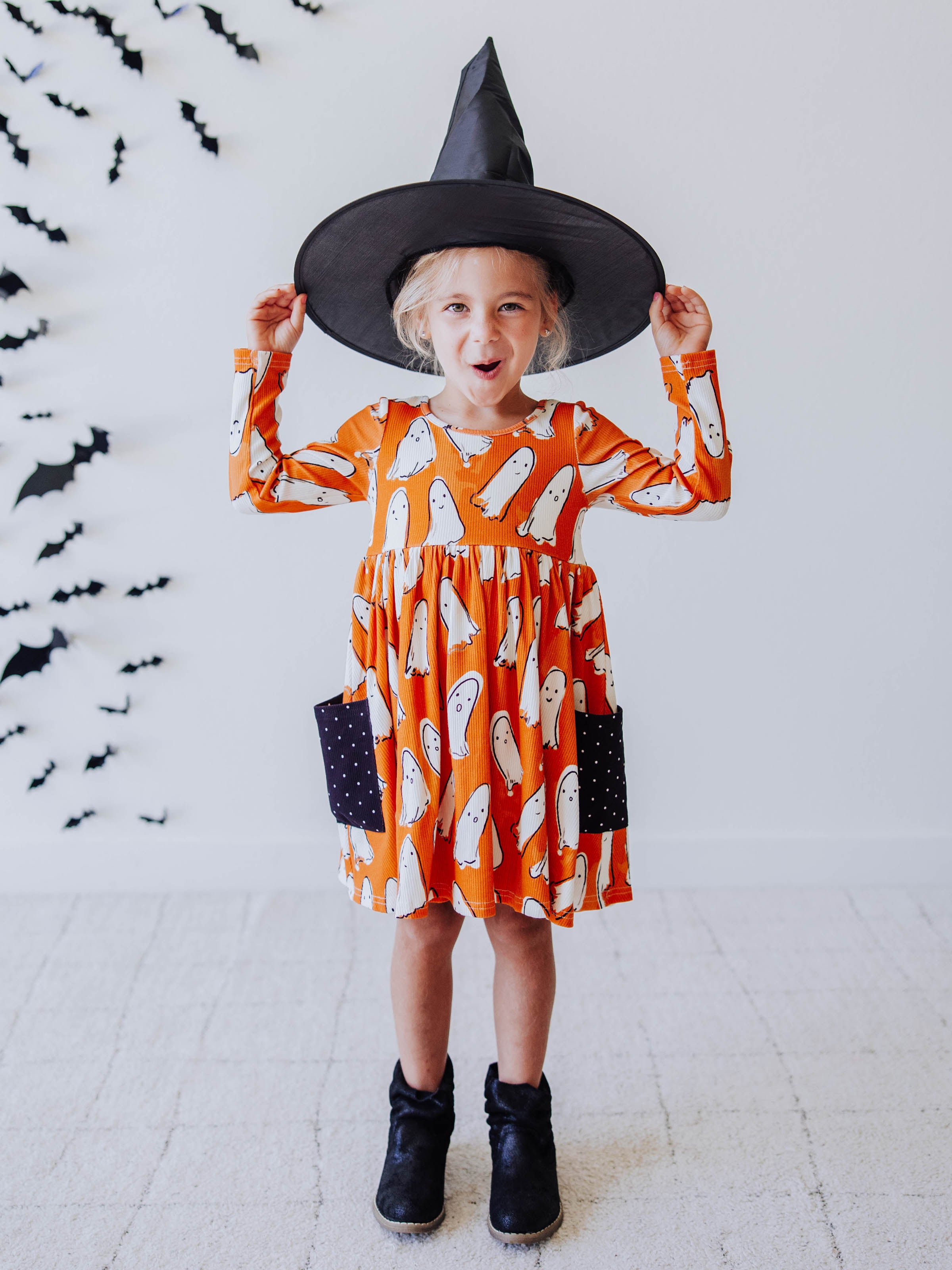 Ribbed Knit Dress - Spooky Ghost Hunt - SweetHoney Clothing