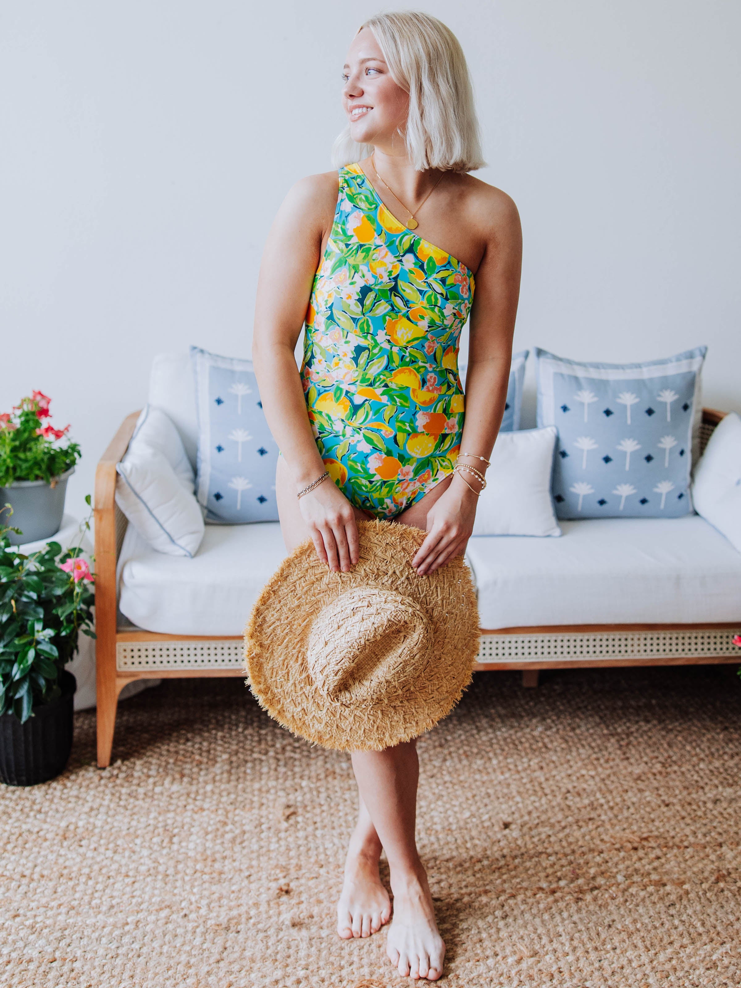 Women's Madelyn One Piece - Bright Lemon Floral - SweetHoney Clothing