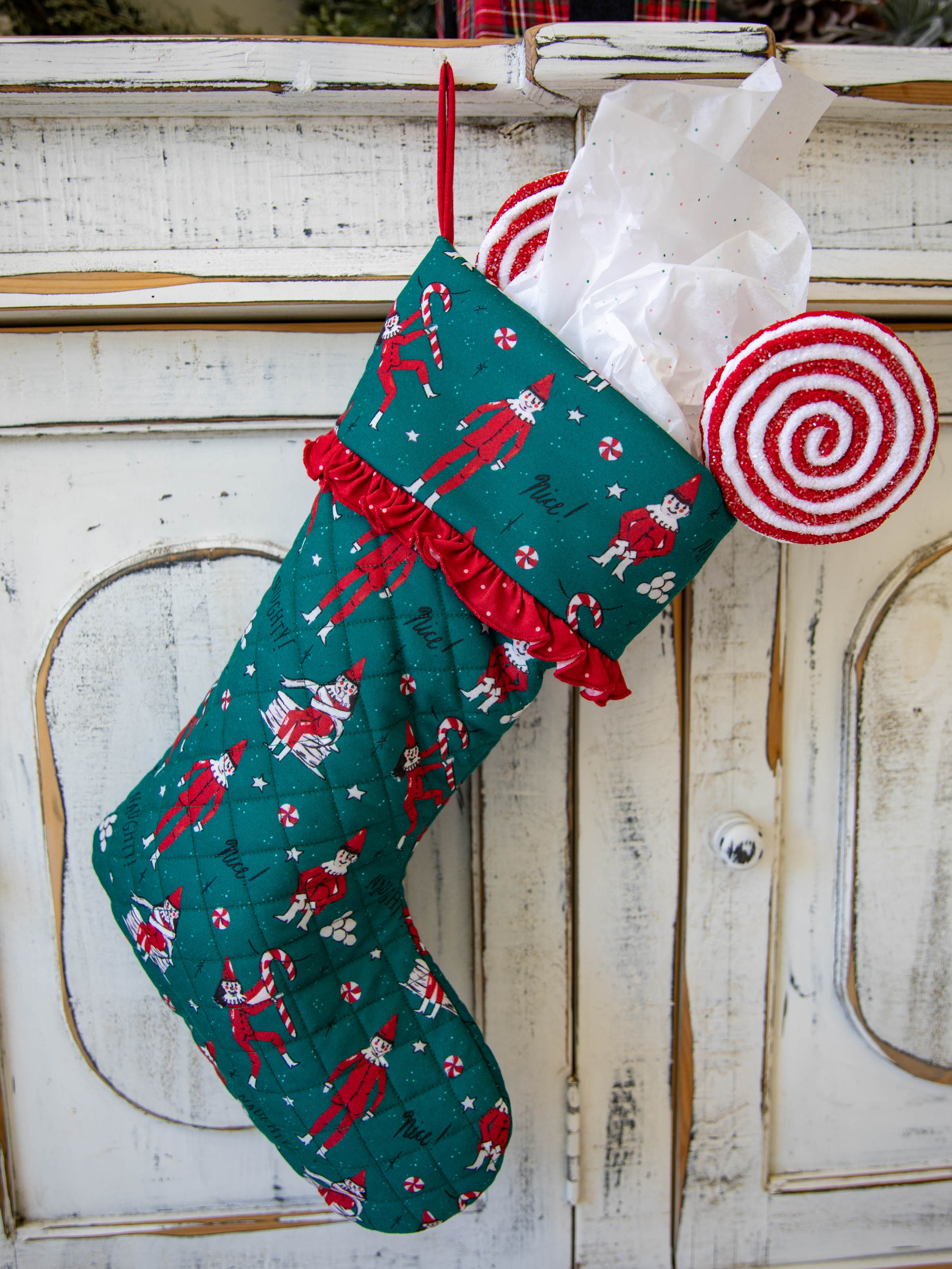 Ruffled Stocking - Elves - SweetHoney Clothing